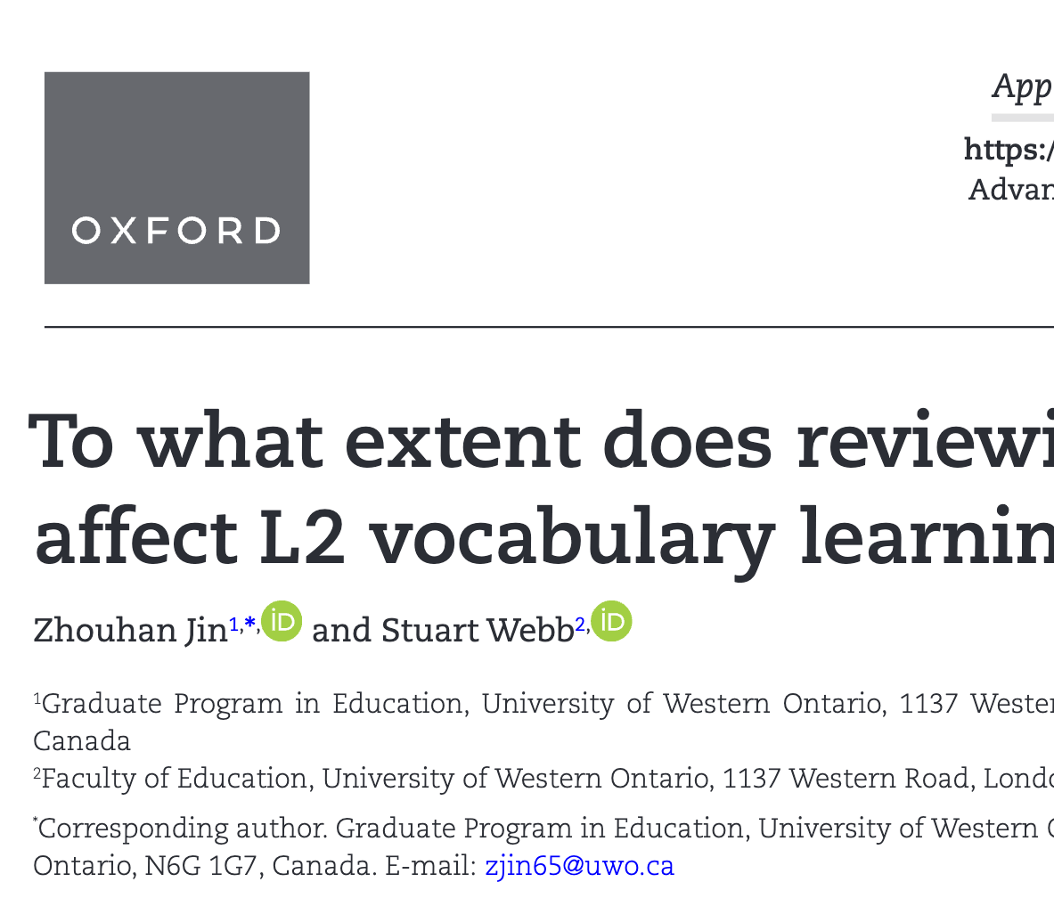 Jin, Z., & Webb, S. (2025). To what extent does reviewing notes affect ...